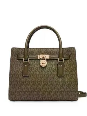 Michael Kors Logo-print Padlock-detail Tote Bag - Green