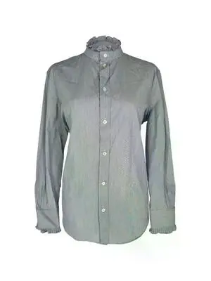 Celine Ruffled Neckline Striped Blouse