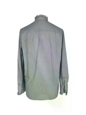 Celine Ruffled Neckline Striped Blouse