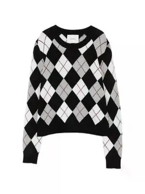 LISA YANG Antoni Argyle Pattern Sweater - Black