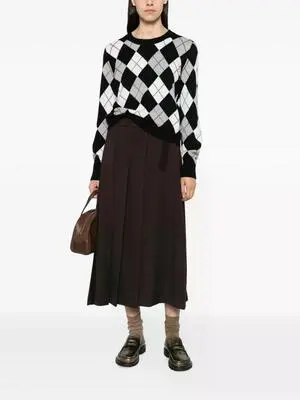 LISA YANG Antoni Argyle Pattern Sweater - Black