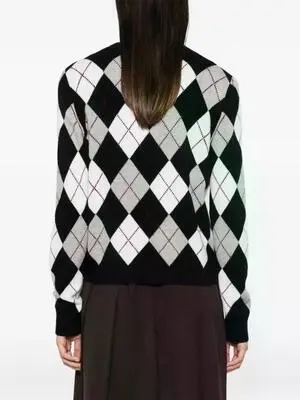 LISA YANG Antoni Argyle Pattern Sweater - Black