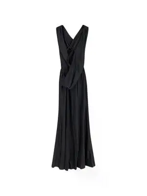 ACTUALEE Satin Maxi Dress With Plunging Back