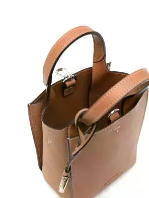 TOD'S T Timeless Charm Leather Tote Bag - Neutrals