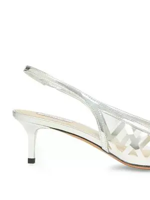 MANILA GRACE Metallic Leather Cut-out Slingback Pumps