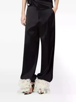Giuseppe Di Morabito Satin Floral-detail Trousers - Black
