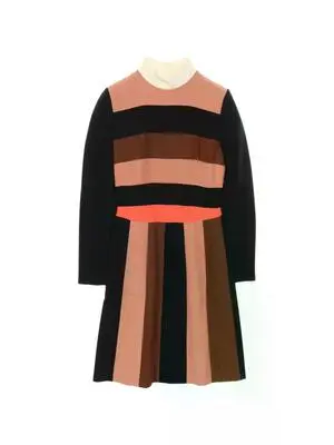 Fendi Striped High-neck Mini Dress - Black