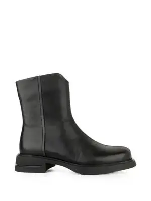 LINDA BAUMANN Side-zip Leather Boots - Black