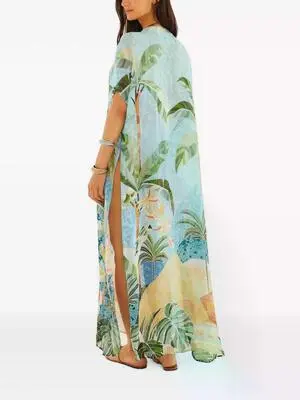 Farm Rio Embroidered Side-slits Maxi Kimono
