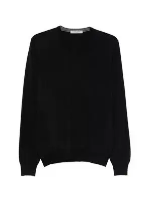 FILERIA V-neck Long Sleeve Sweater - Black