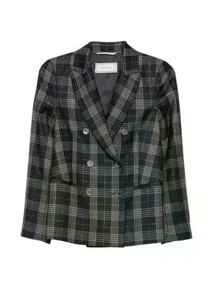 Peserico Check Pattern Double-breasted Blazer - Blue