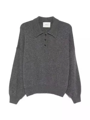 LISA YANG Etta Cashmere Polo Collar Sweater - Grey