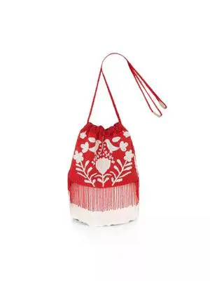 Antik Batik Bead-embellished Fringed Shoulder Bag
