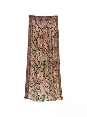 PIERRE-LOUIS MASCIA Brown Silk Floral Print Trousers - Black