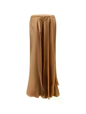 MES DEMOISELLES Calista Satin-effect Maxi Skirt - Brown