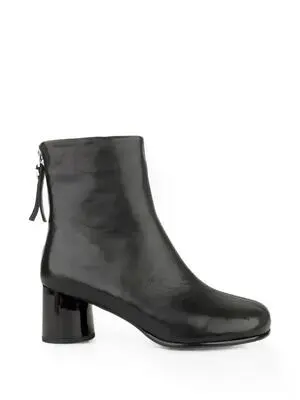 LINDA BAUMANN Leather Rear-zip Ankle Boots - Black
