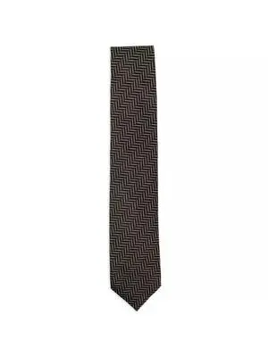 TOM FORD Herringbone Pattern Silk Neck Tie - Brown