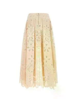 Elie Saab Carving-embroidery Maxi Skirt - Neutrals