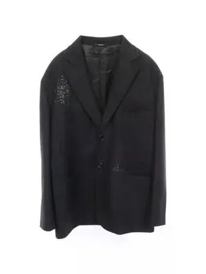 Hermès 2010s Leather-appliqué Single-breasted Blazer