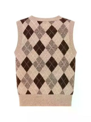 P.a.r.o.s.h Argyle-knit V-neck Sleeveless Cardigan