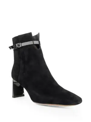 LINDA BAUMANN Buckle-strap Square-toe Ankle Boots