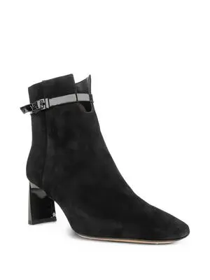 LINDA BAUMANN Buckle-strap Square-toe Ankle Boots