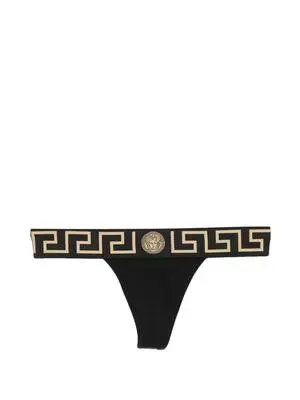 Versace Greca-waistband Thong - Black