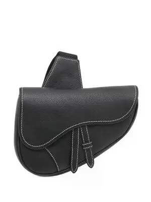 Dior 2019-2026 Grained Calfskin Saddle Crossbody Bag - Black