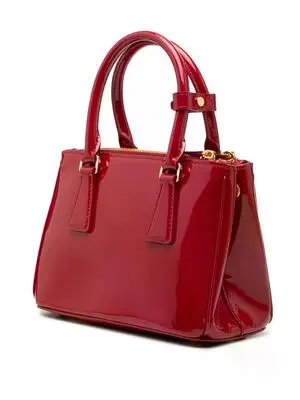 Prada 2013-2026 Mini Patent Galleria Double Zip Satchel - Red