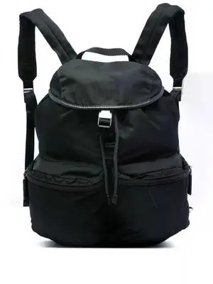 Prada Tessuto Saffiano Trimmed Backpack - Black