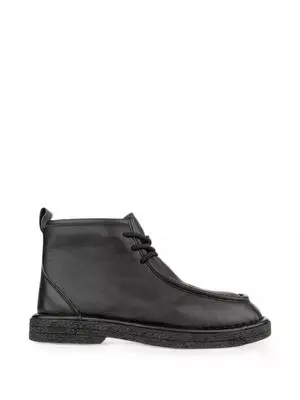 LINDA BAUMANN Leather Lace-up Ankle Boots - Black