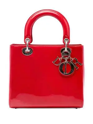 Dior 2015 Medium Patent Lady Satchel - Red