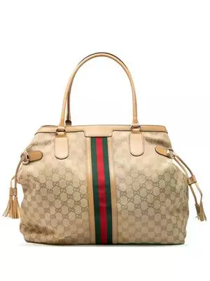 Gucci 2012 Gg Canvas Web Tassel Tote Bag - Neutrals