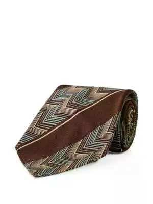 Ralph Lauren Chevron-pattern Silk Tie - Brown