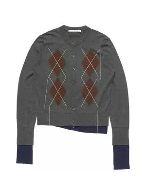 Acne Studios Argyle-intarsia Layered Cardigan
