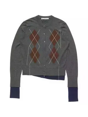 Acne Studios Layered Argyle Intarsia Cardigan