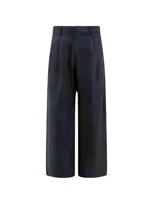 TONYWACK Wide-leg Pleated Cotton Trousers - Blue