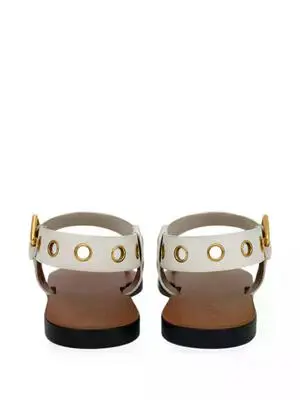Celine Eyelet T-strap Flat Sandals