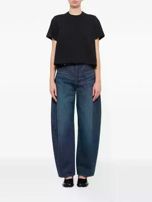Sacai Denim Panelled Cotton T-shirt - Blue