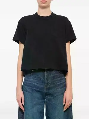 Sacai Denim Panelled Cotton T-shirt - Blue