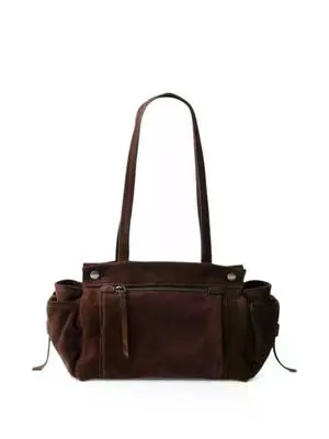 Prada Medium Suede Tote Bag - Brown