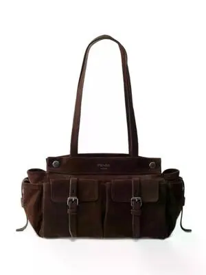 Prada Medium Suede Tote Bag - Brown
