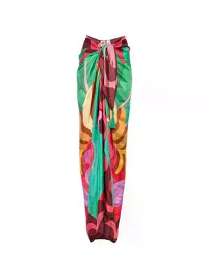 Farm Rio Tassel-detail Graphic-print Sarong - Red