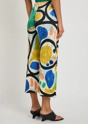 Issey Miyake Printed Pleated Cropped Trousers - Multicoloured