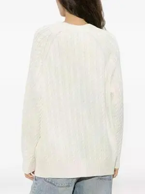 Kenzo Cable-knit Embroidered-logo Cardigan