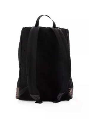 Fendi Santander Nylon With Zucca Embossed Leather Backpack - Black