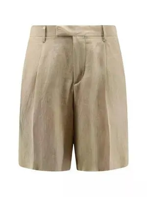 LARDINI Pleated Linen Shorts - Neutrals