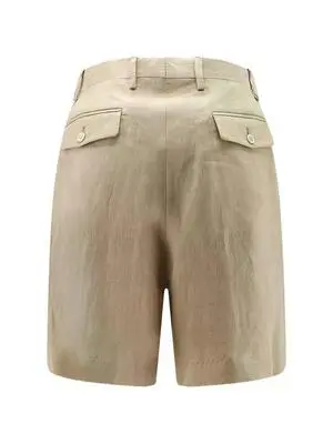 LARDINI Pleated Linen Shorts
