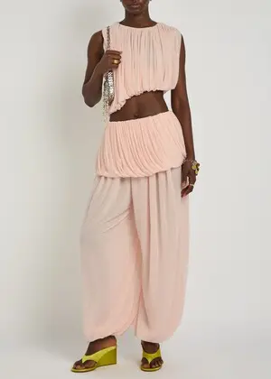 Ronny Kobo Willa Draped Tissue Jersey Balloon Trousers - Pink