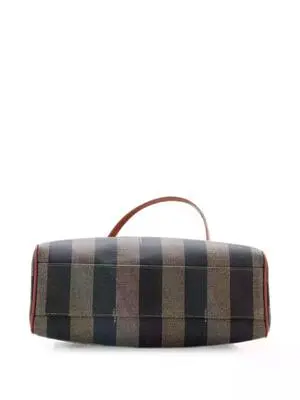 Fendi Convertible Pequin Top Handle Coated Canvas With Leather Medium Tote Bag - Brown